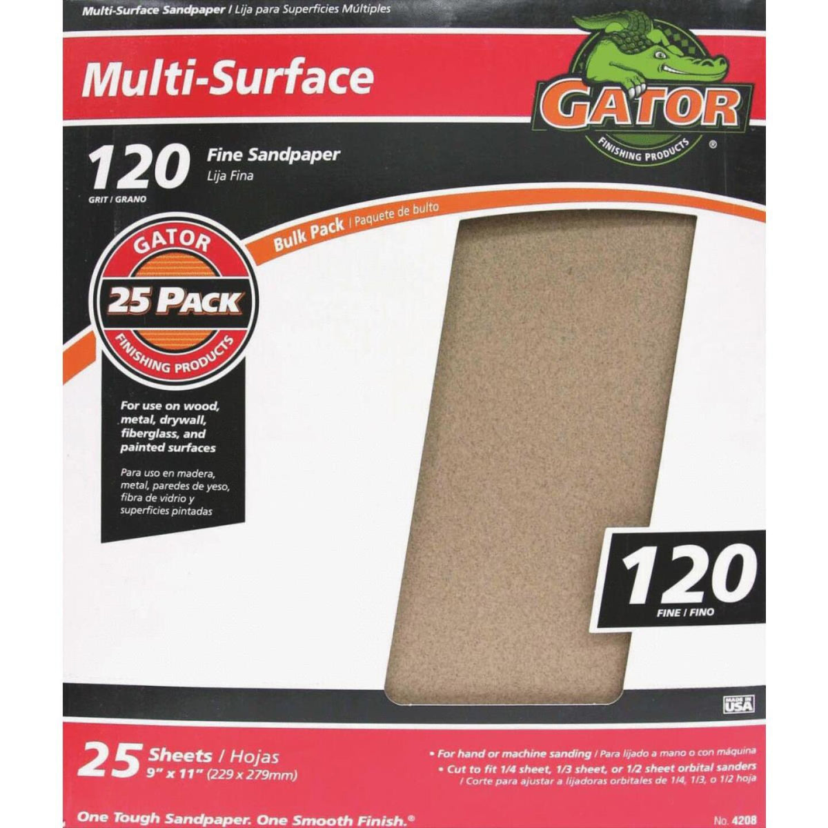 Gator Multi-Surface 9 In. x 11 In. 120 Grit Fine Sandpaper (25-Pack ...
