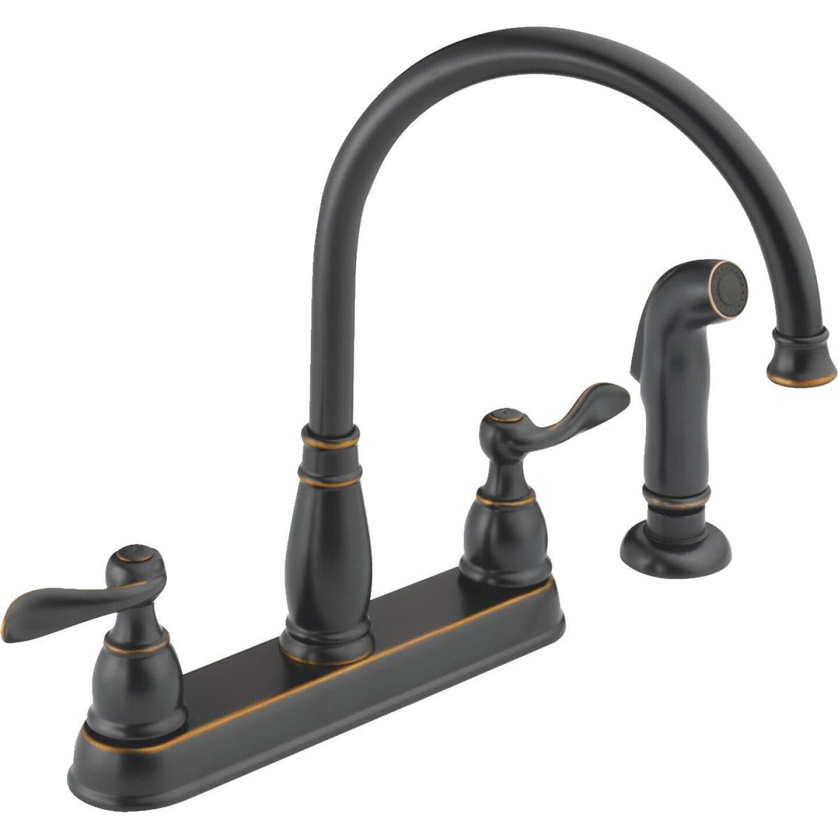 Delta Windemere Dual Handle Lever Kitchen Faucet with Side Spray, Oil ...