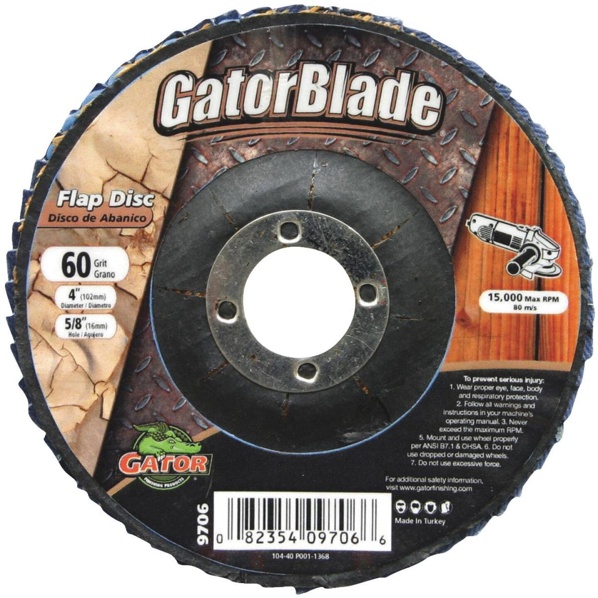 Gator Blade 4 In. x 5/8 In. 60-Grit Type 29 Angle Grinder Flap Disc ...